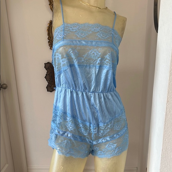 Vintage | Intimates & Sleepwear | Vintage 7s Texsheen Baby Blue Lacy ...